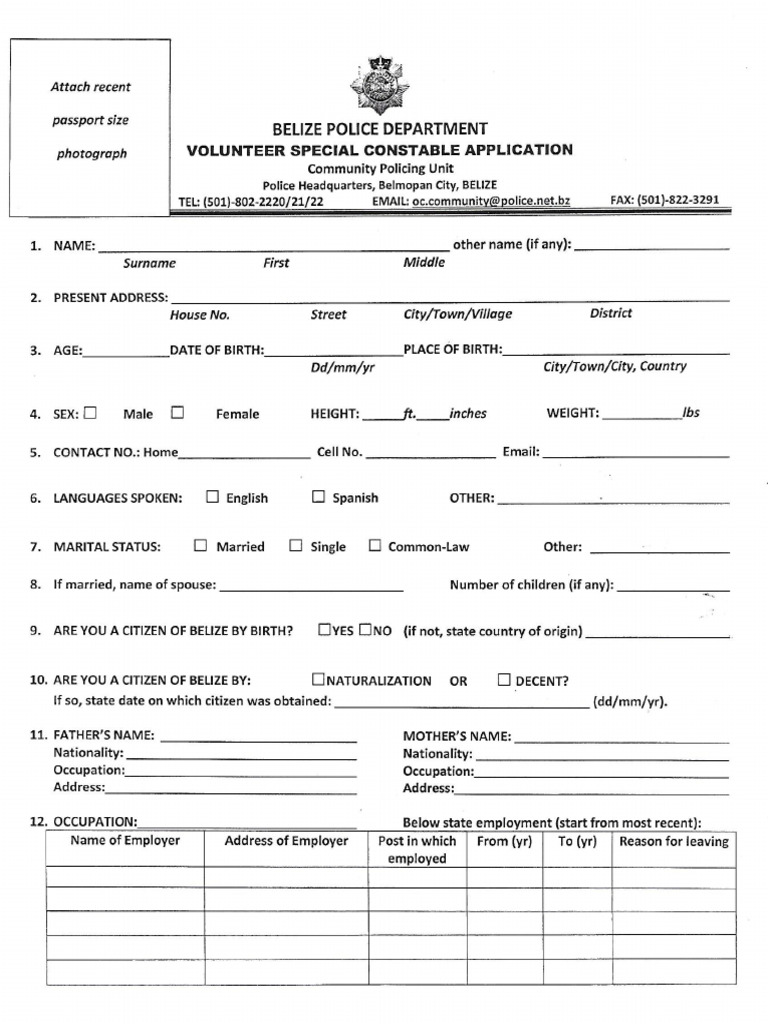 Volunteer Special Constable Application | PDF