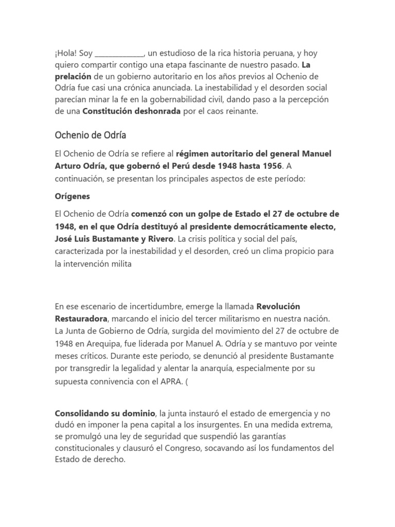 El Ochineo de Odria | PDF