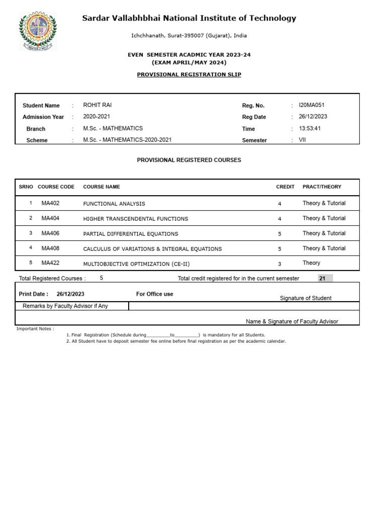 51 Pre Reg Sem Viii | PDF