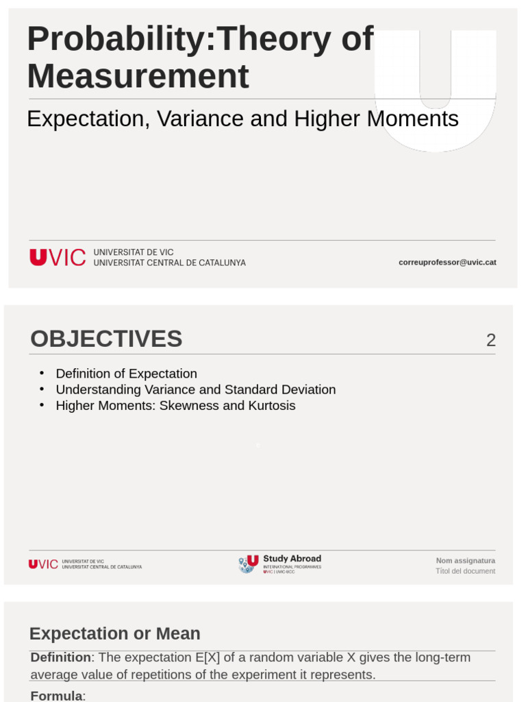 Expectation, Variance and Higher Moments | PDF