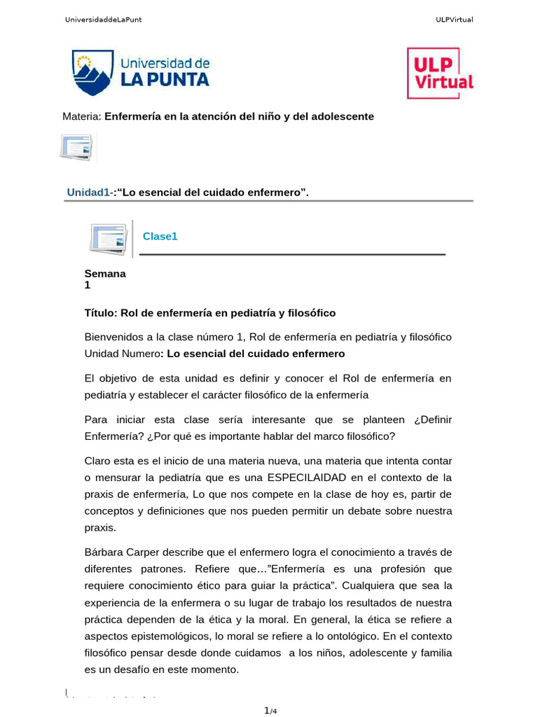 CLASE 1 UNIDAD I Pediatria ULP 1 | PDF