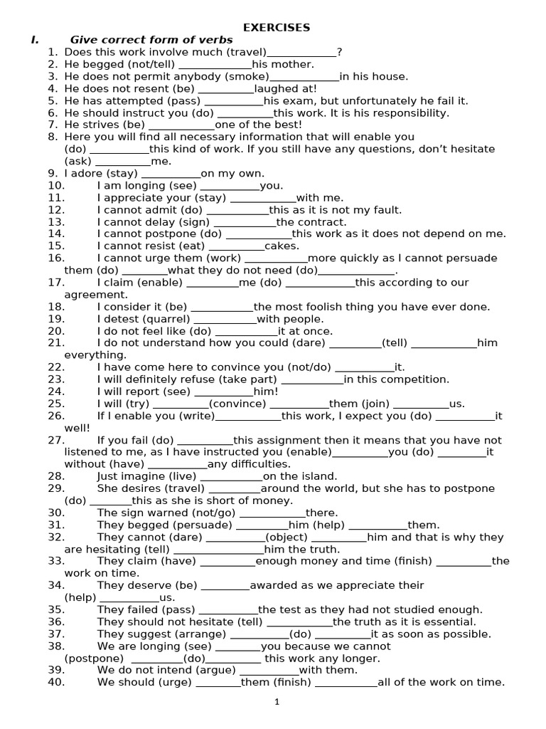 Bài Tập Ving - To v and Vo | PDF