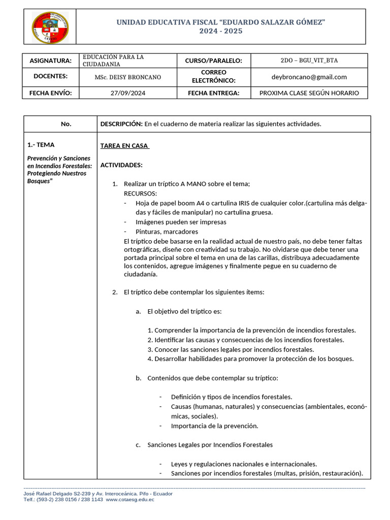 Semana 4 Fichas Trabajo 2do Bgu A | PDF