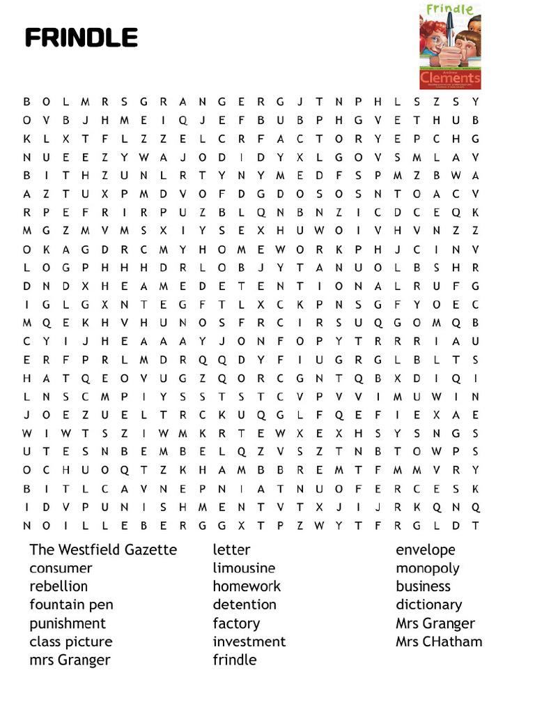 Frindle - Wordsearch | PDF