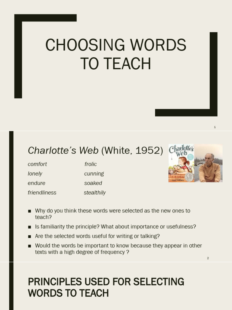4.1 Choosing Words To Teach | PDF
