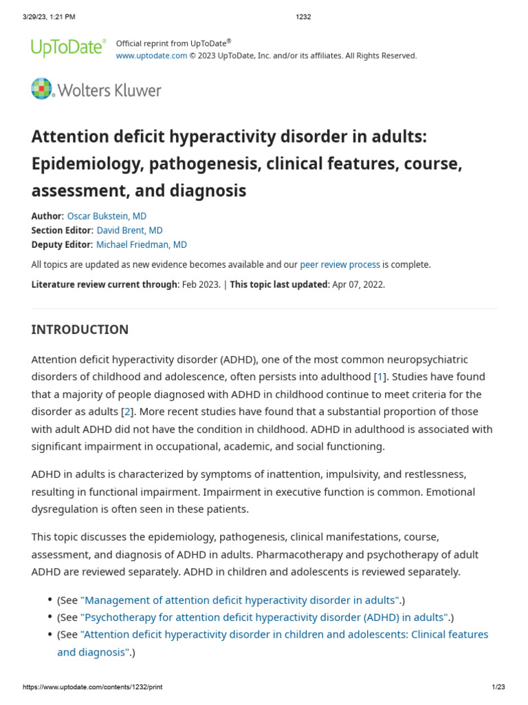 Attention Deficit Hyperactivity Disorder in Adults: Epidemiology ...