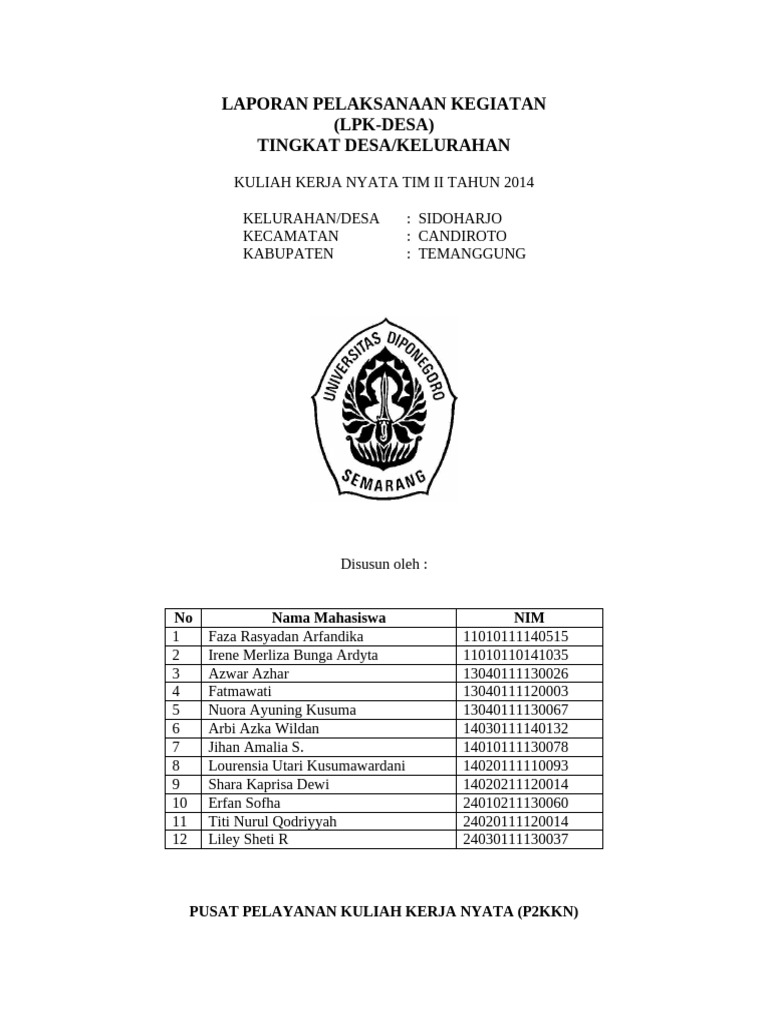 Contoh LPK Laporan Pelaksanaan Kegiatan | PDF