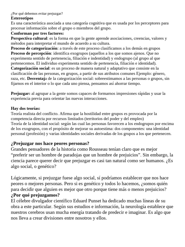 Por Qué Debemos Evitar Prejuzgar | PDF