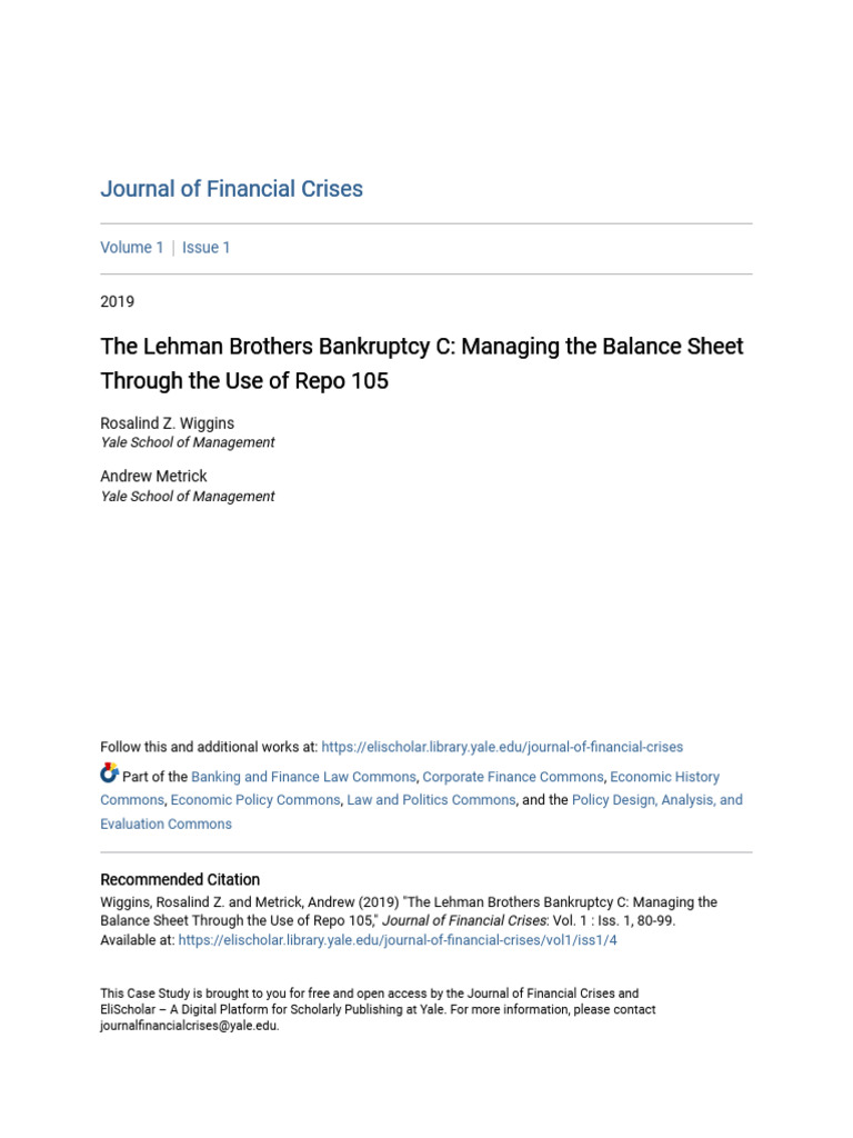 The Lehman Brothers Bankruptcy C - Managing The Balance Sheet Through ...