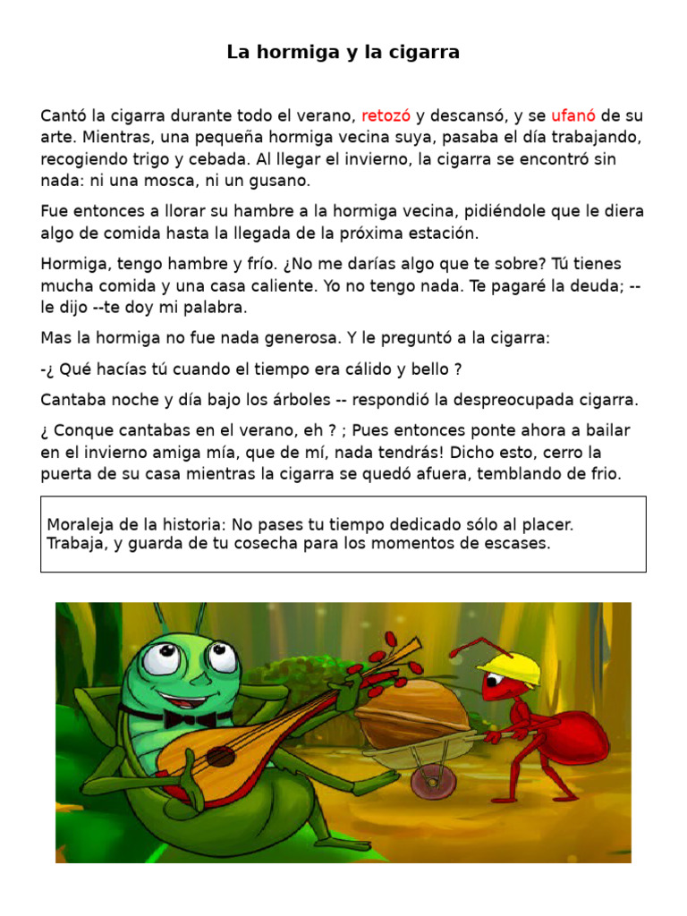 Primera Guía Clase Grabada, La Hormiga y La Cigarra | PDF | Té