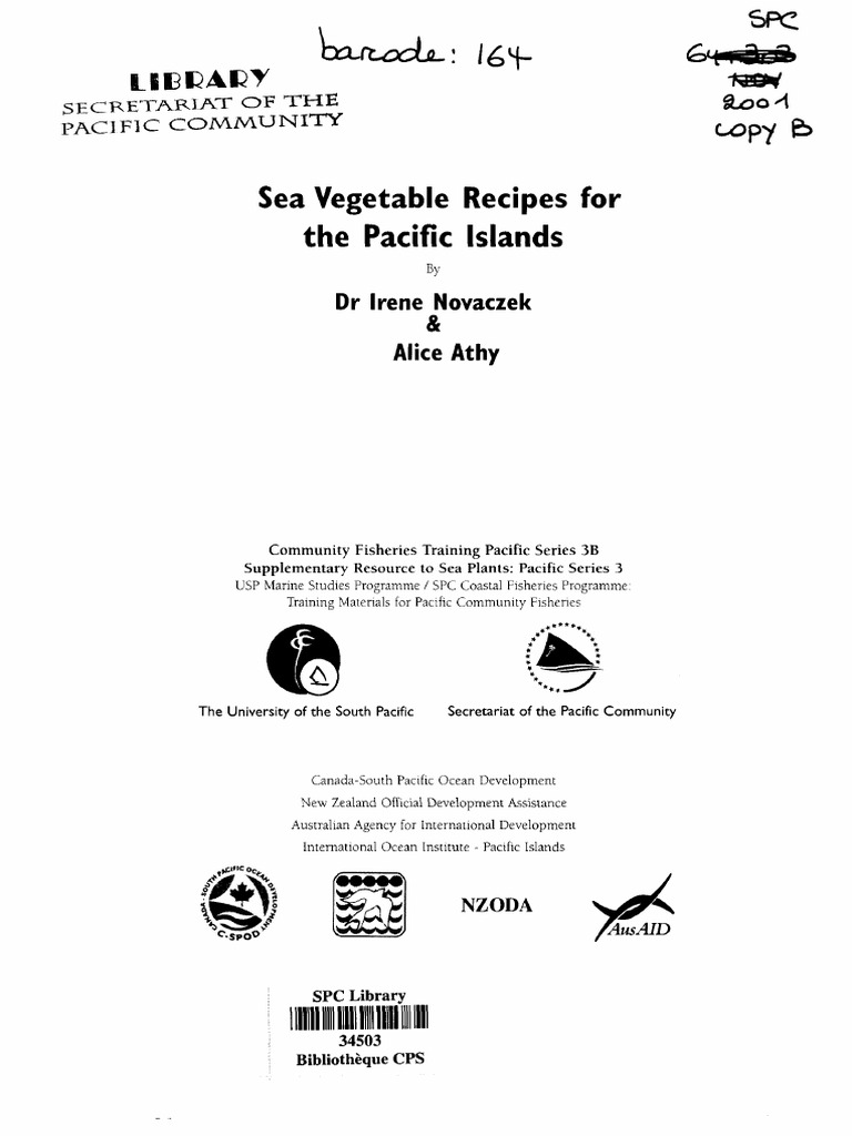 NOVACZEK ATHY, 2001. Sea Vegetable Recipes For The Pacific Islands | PDF
