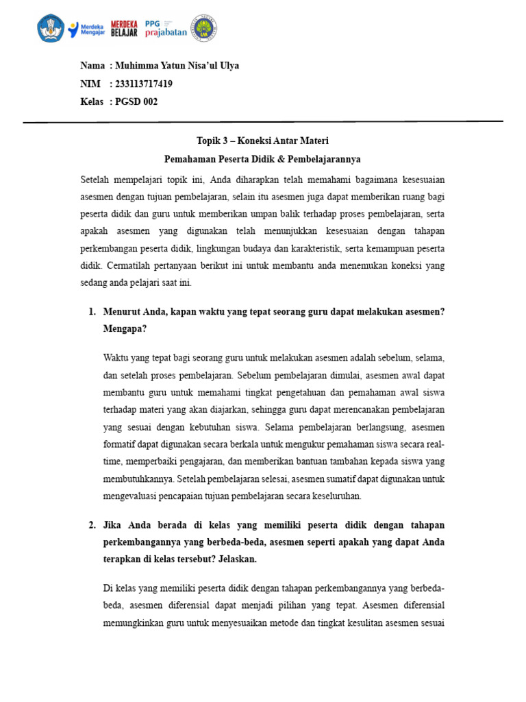 Topik 3 - Koneksi Antar Materi - PPDP | PDF