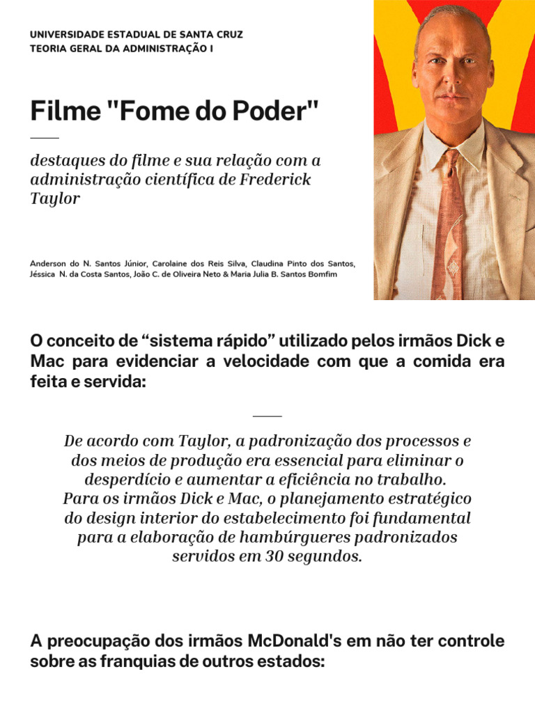 Slides - Filme - Fome de Poder | PDF