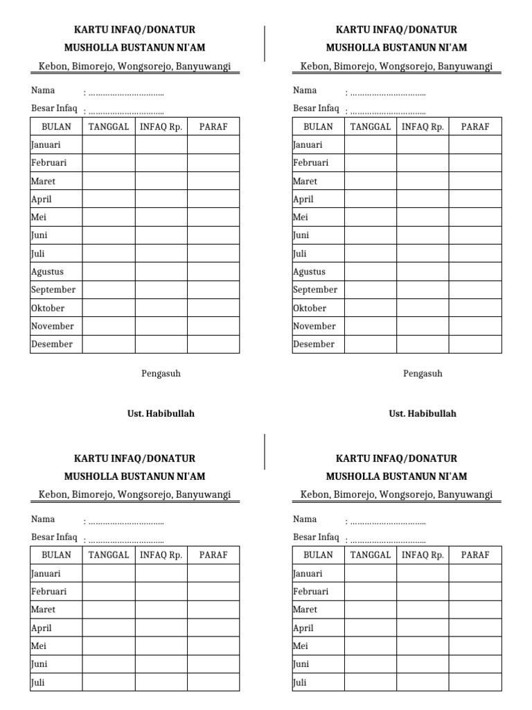 Kartu Infaq | PDF