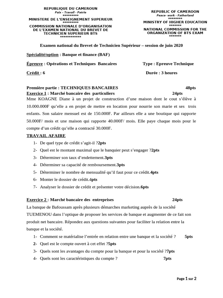 Sujet 1 OTB BTS 2020 | PDF