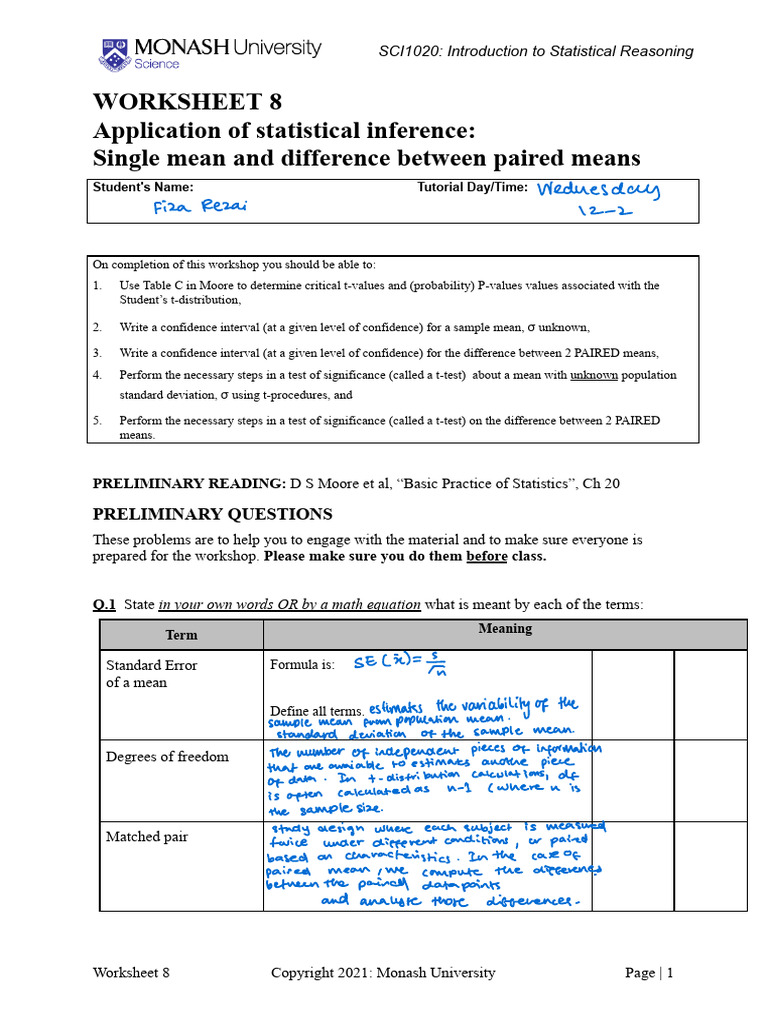 Worksheet 8.... | PDF