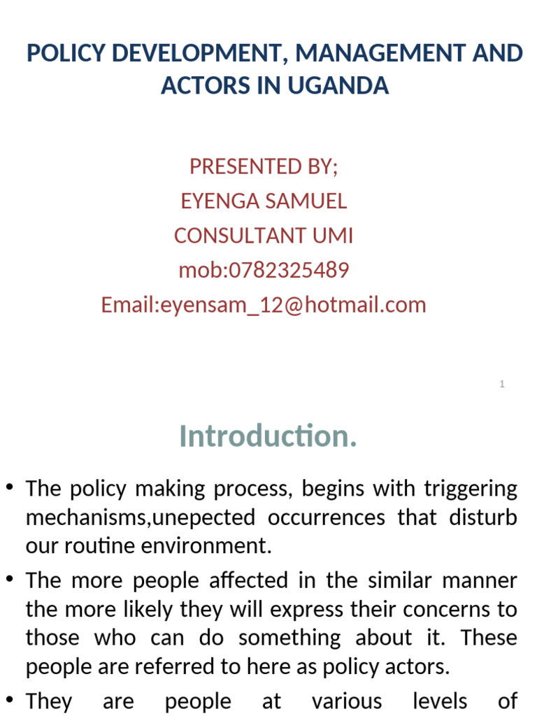 Public Policy Actors and Institutions Involved in Public | PDF