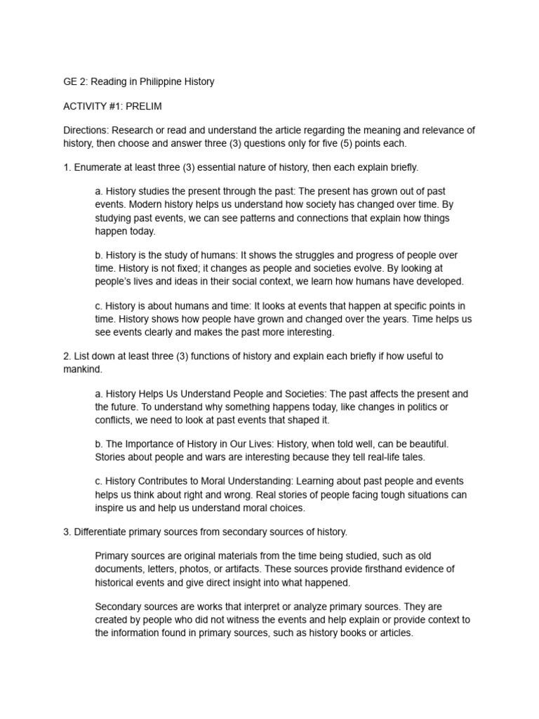 Ge 2: RPH Activity #1: Prelim | PDF
