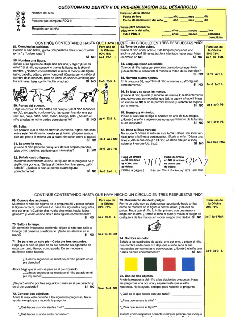 DENVER-II PDQ-II 2-4 Años | PDF