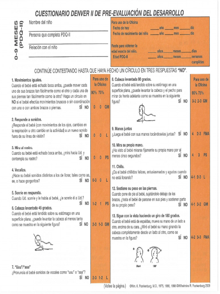 DENVER-II Cuestionario | PDF