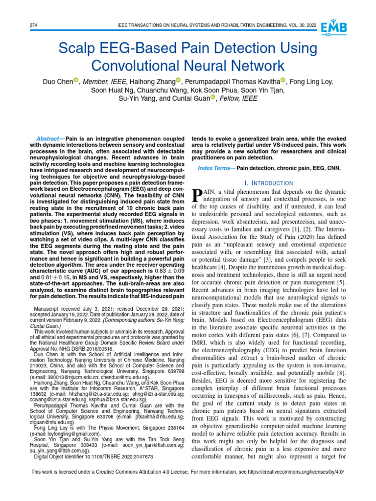Scalp EEG-Based Pain Detection Using Convolutional Neural Network | PDF