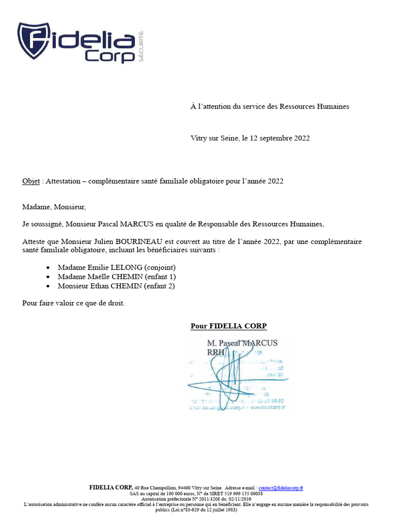 Attestation Mutuelle Maelle | PDF