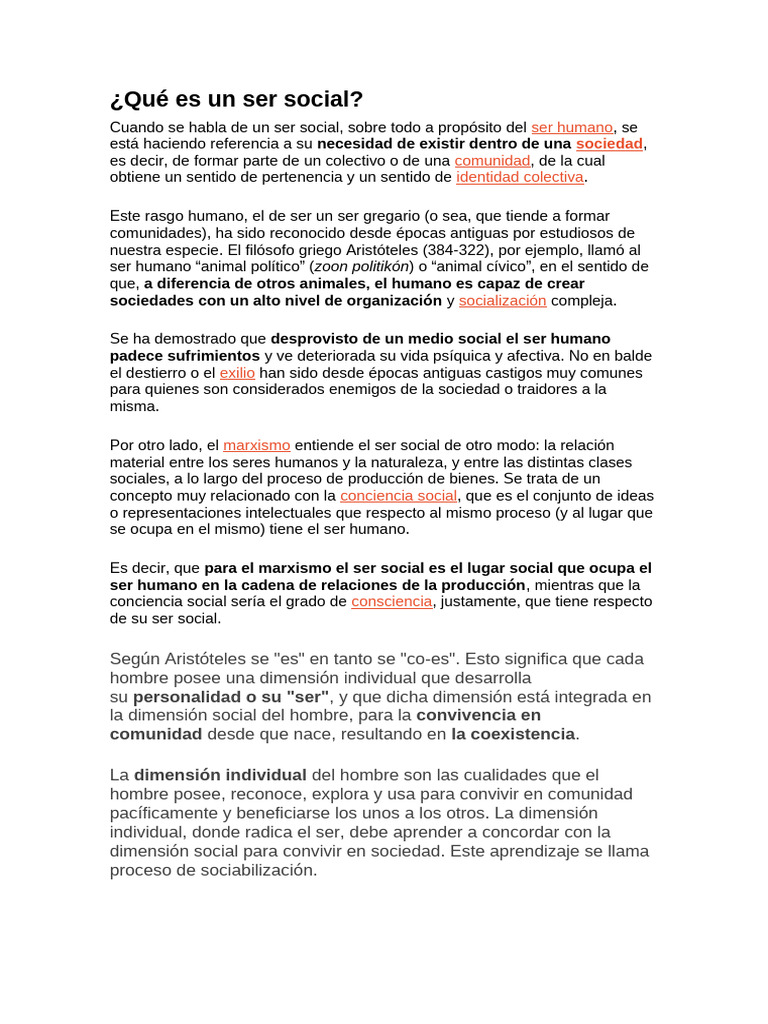 Qué Es Un Ser Social | PDF