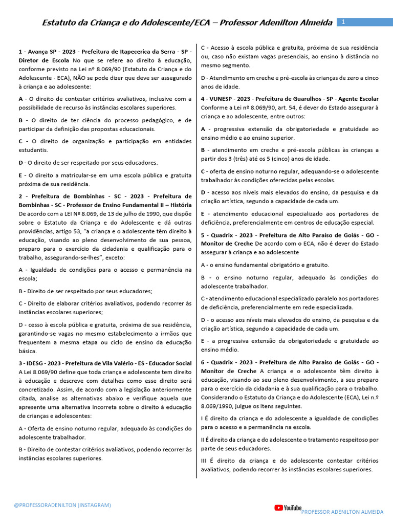 Simulado de ECA - 02 - Prof. Adenilton | PDF