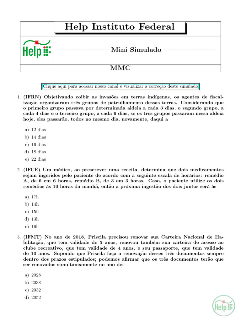 Mini Simulado MMC-HELPIF | PDF
