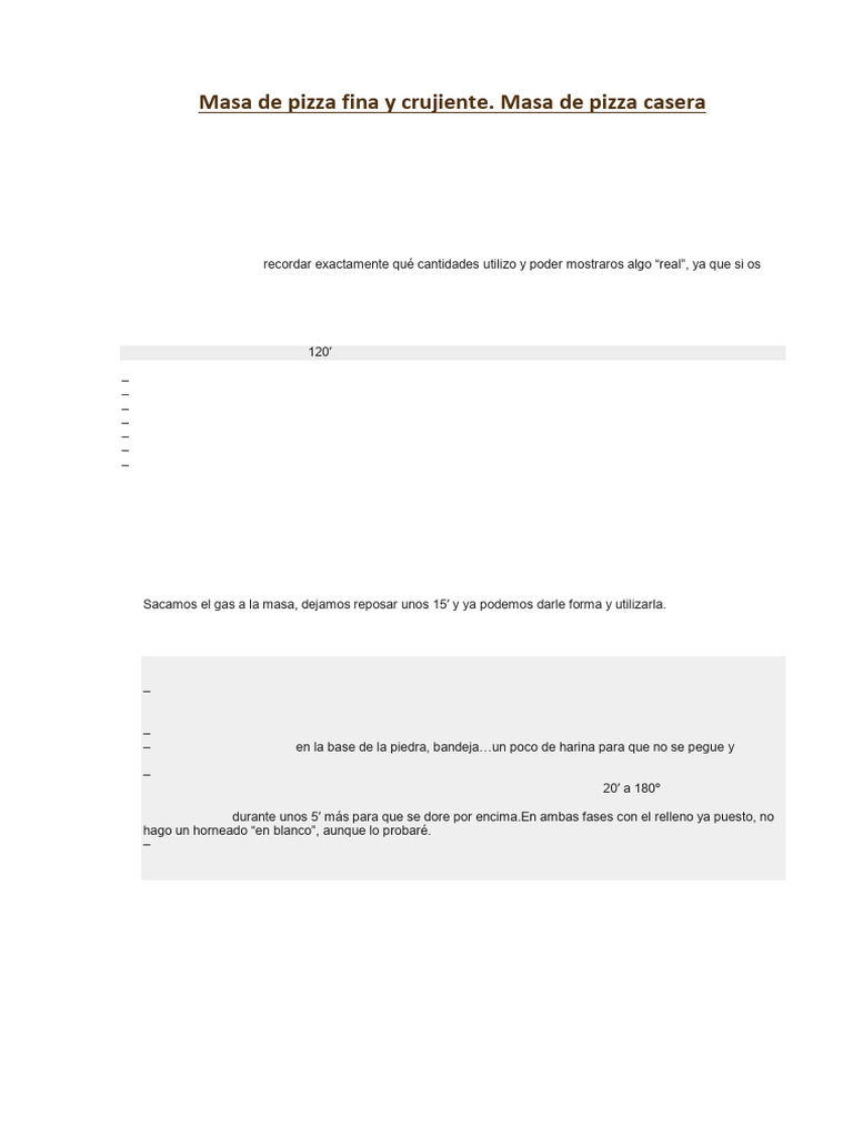 Masa de Pizza Fina y Crujiente | PDF