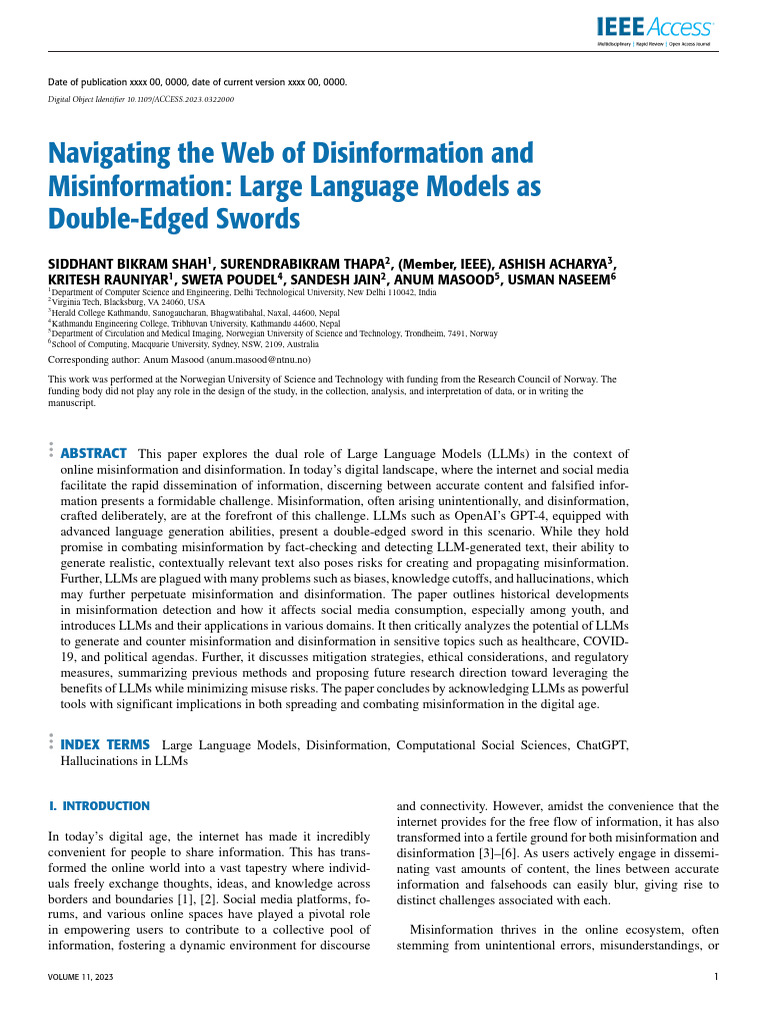 Navigating The Web of Disinformation and Misinform | PDF