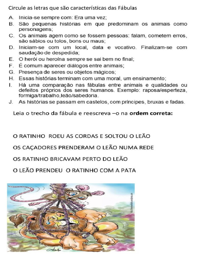 Ativ - Leão e Ratinhp 1 | PDF