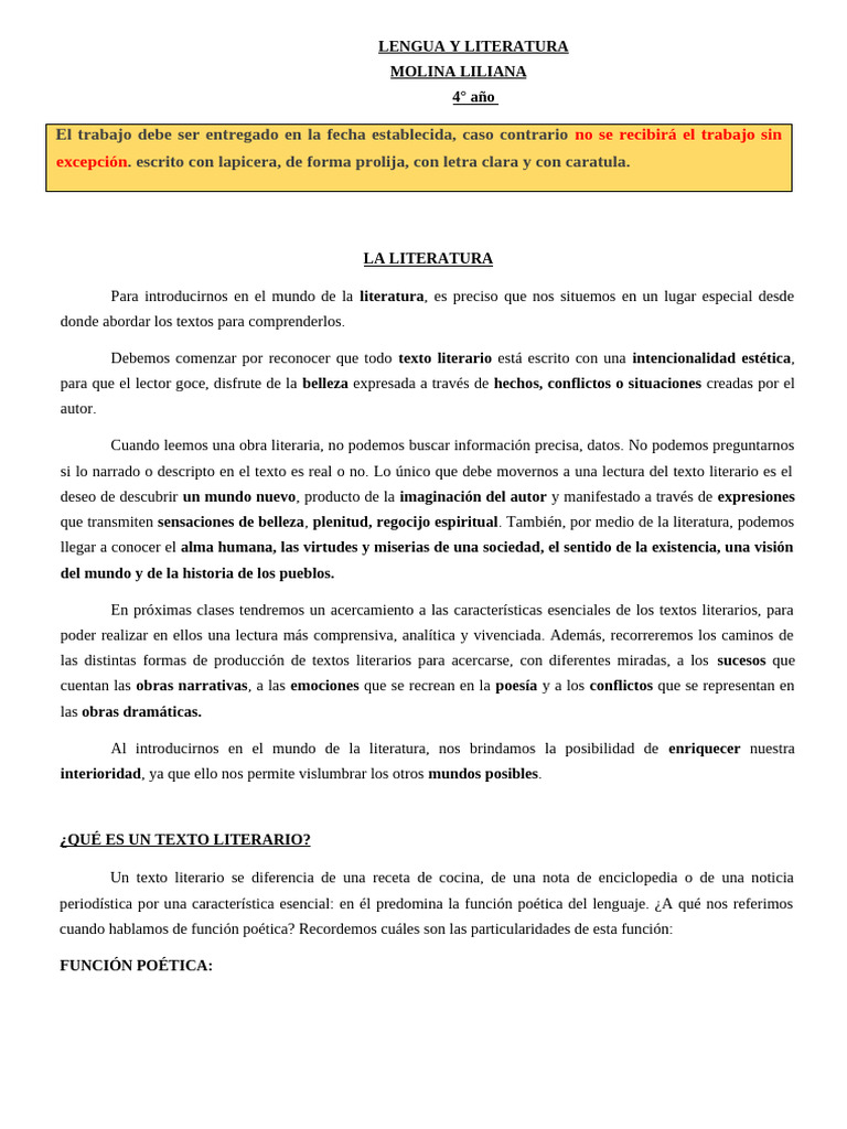 Concepto de Literatura 1 | PDF