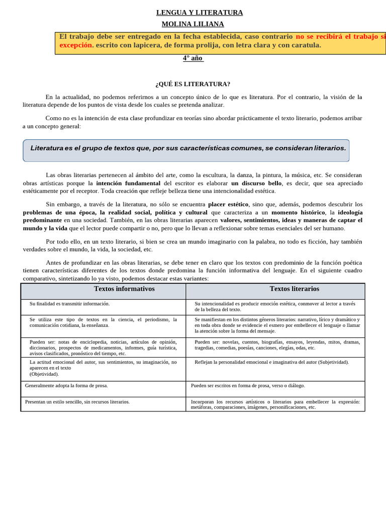 Concepto de Literatura 2 | PDF
