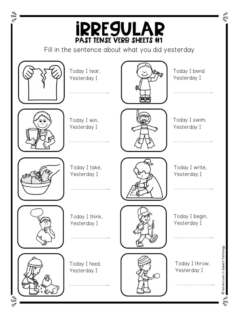 Irregular Past Tense Verb Sheets | PDF
