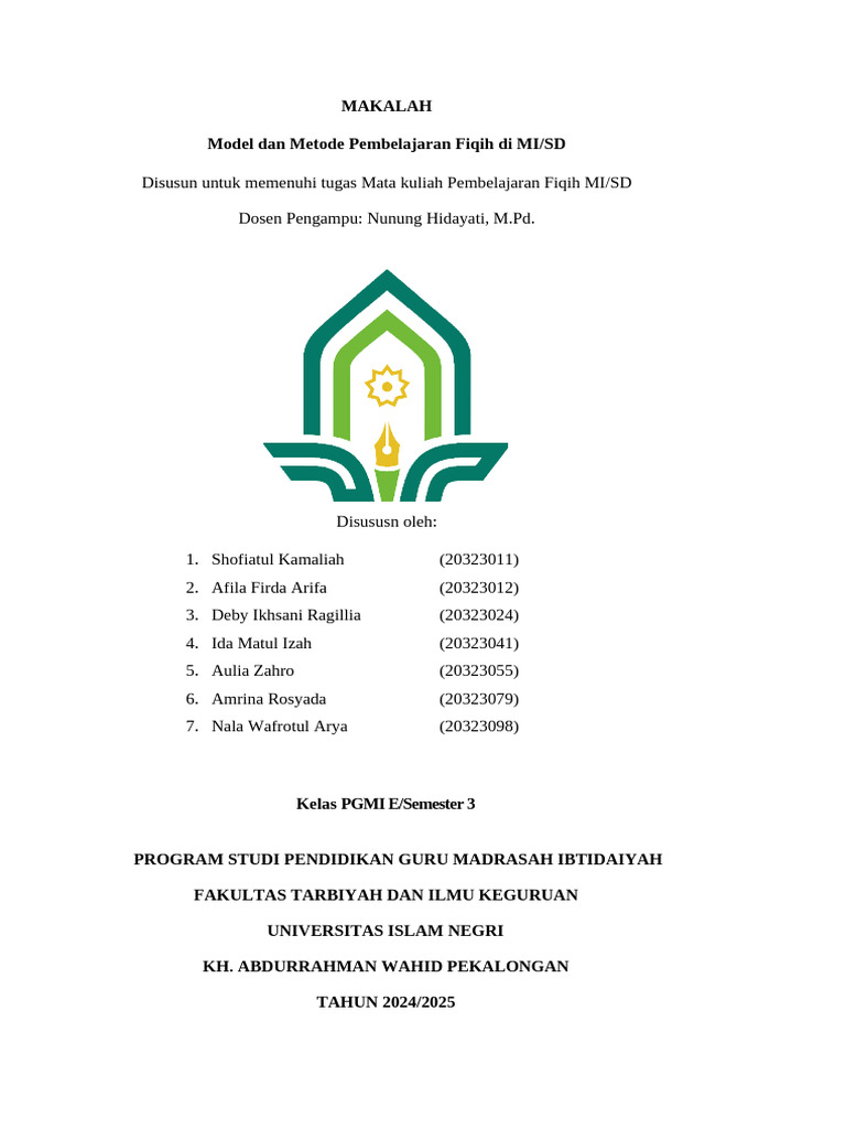Makalah Fikih Model Dan Metode Pembelajaran - Kel.4-2 | PDF