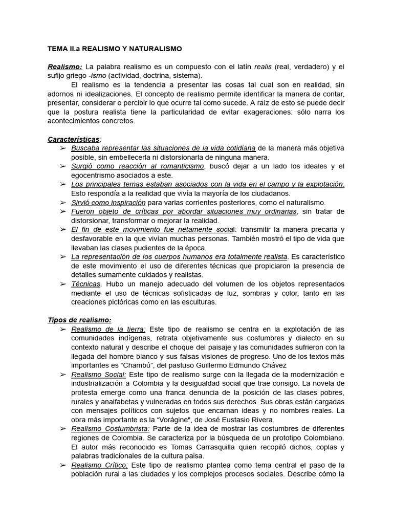 Realismo y Naturalismo | PDF