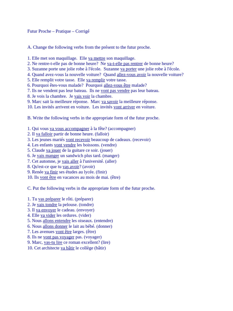 Futur Simple Pratique Corrigé | PDF