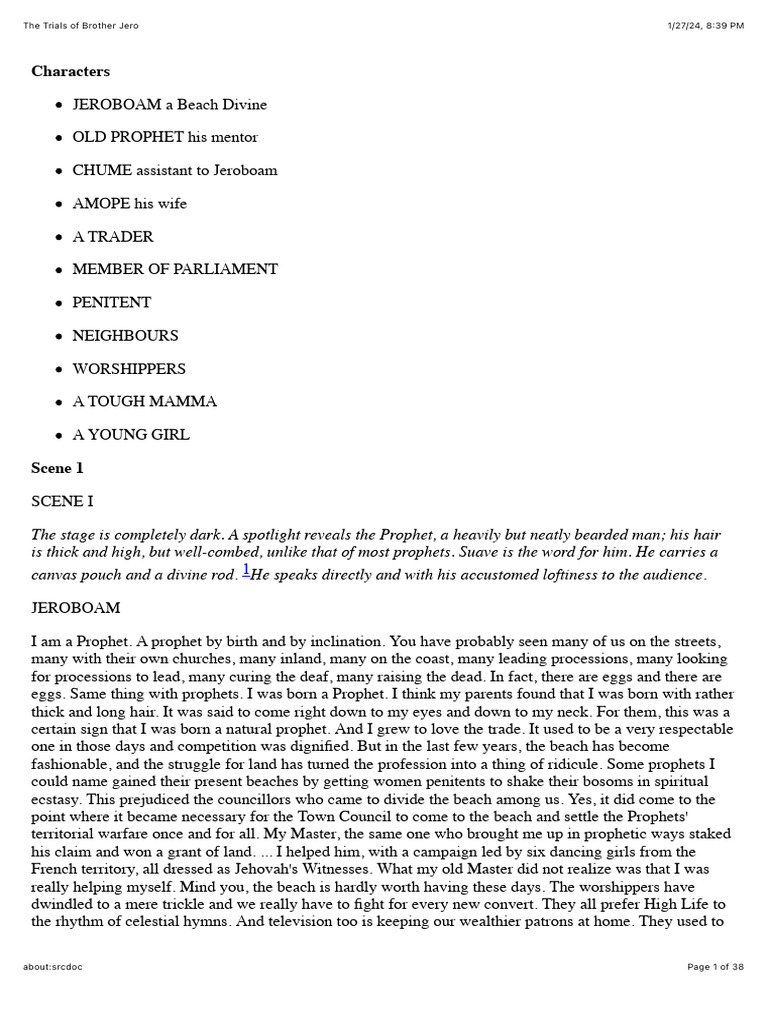 The Trials of Brother Jero | PDF