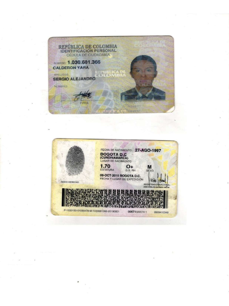 Cédula Sergio Alejandro Calderón Yara | PDF