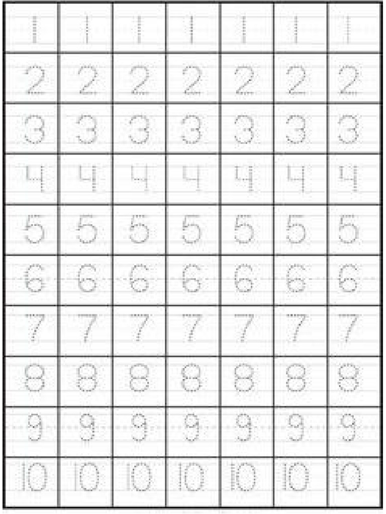 Numeros Del 1 Al 10 Con Trazos | PDF