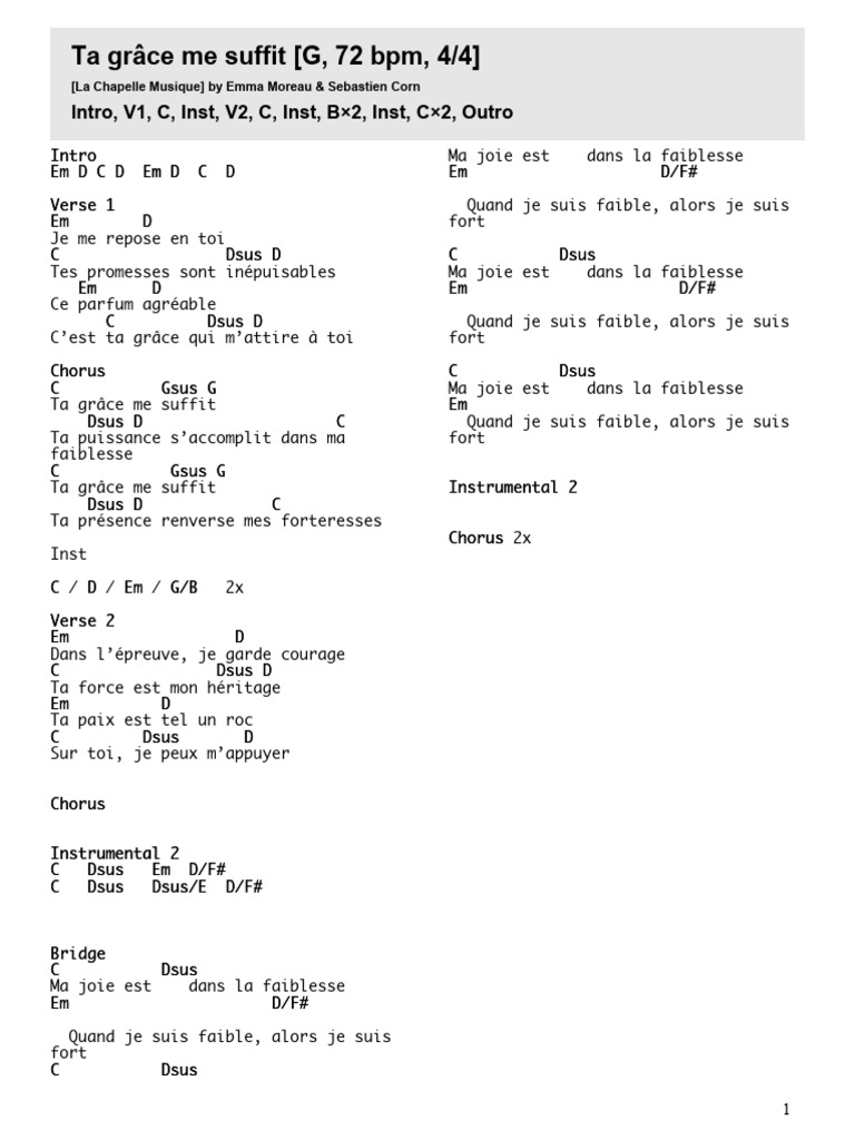 Ta Grace Me Suffit - G | PDF