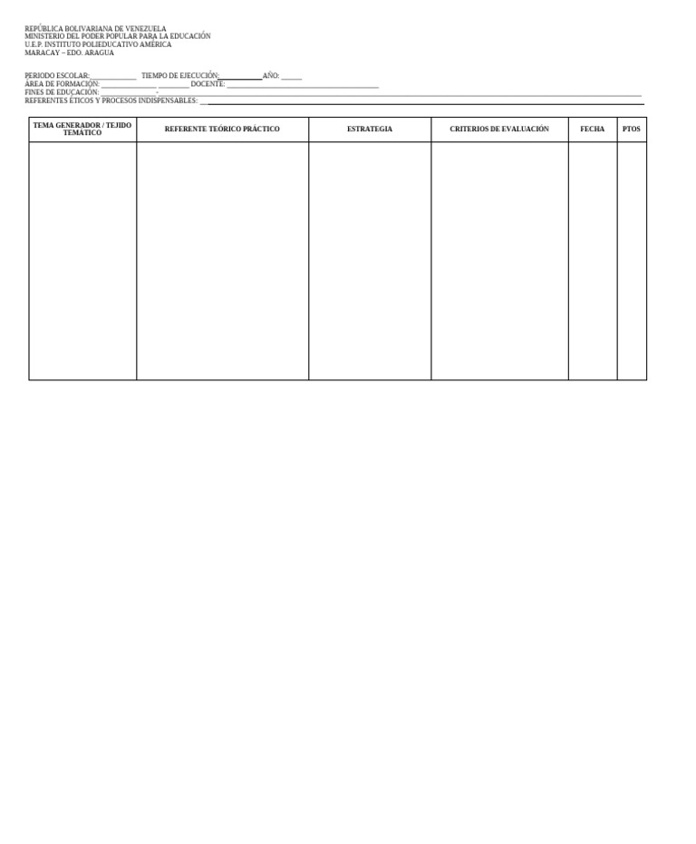Formato de Planificacion | PDF