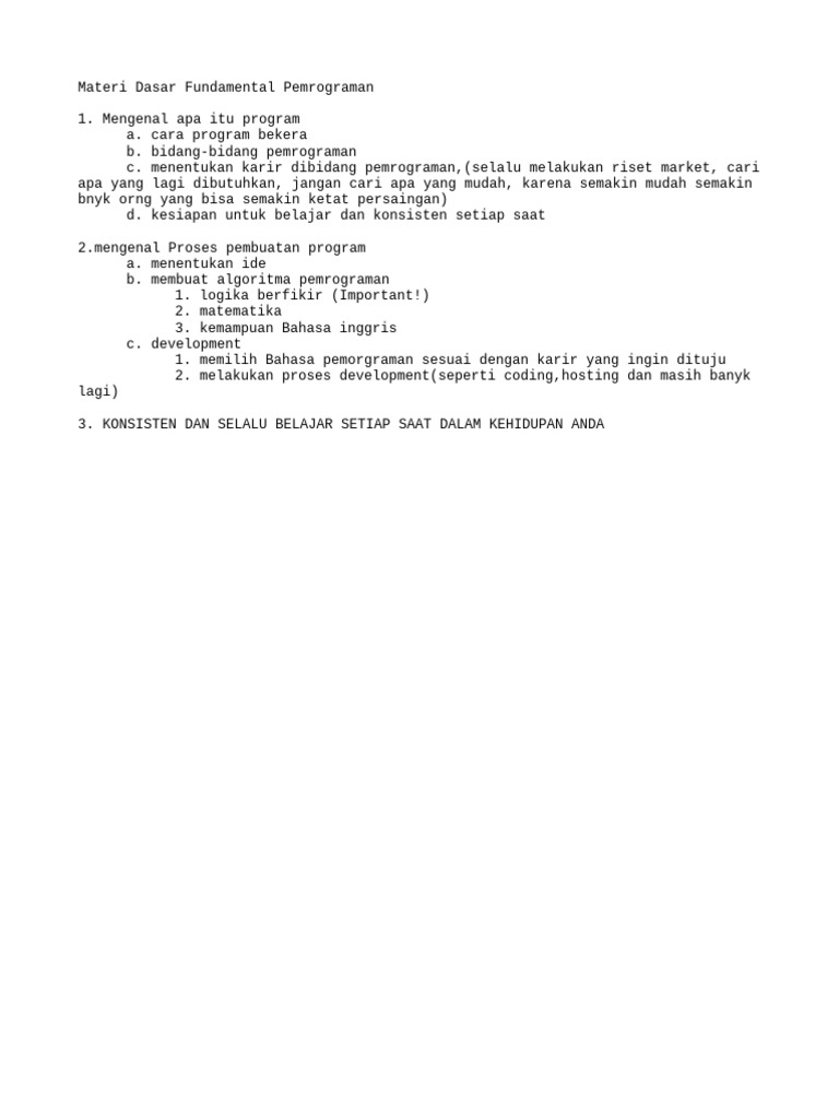 Dasar Fundamental Pemrograman | PDF