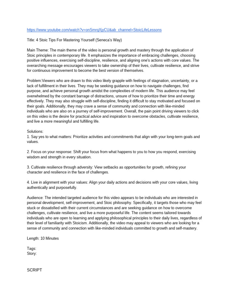 4 Stoic Tips For Mastering Yourself (Seneca - S Way) | PDF