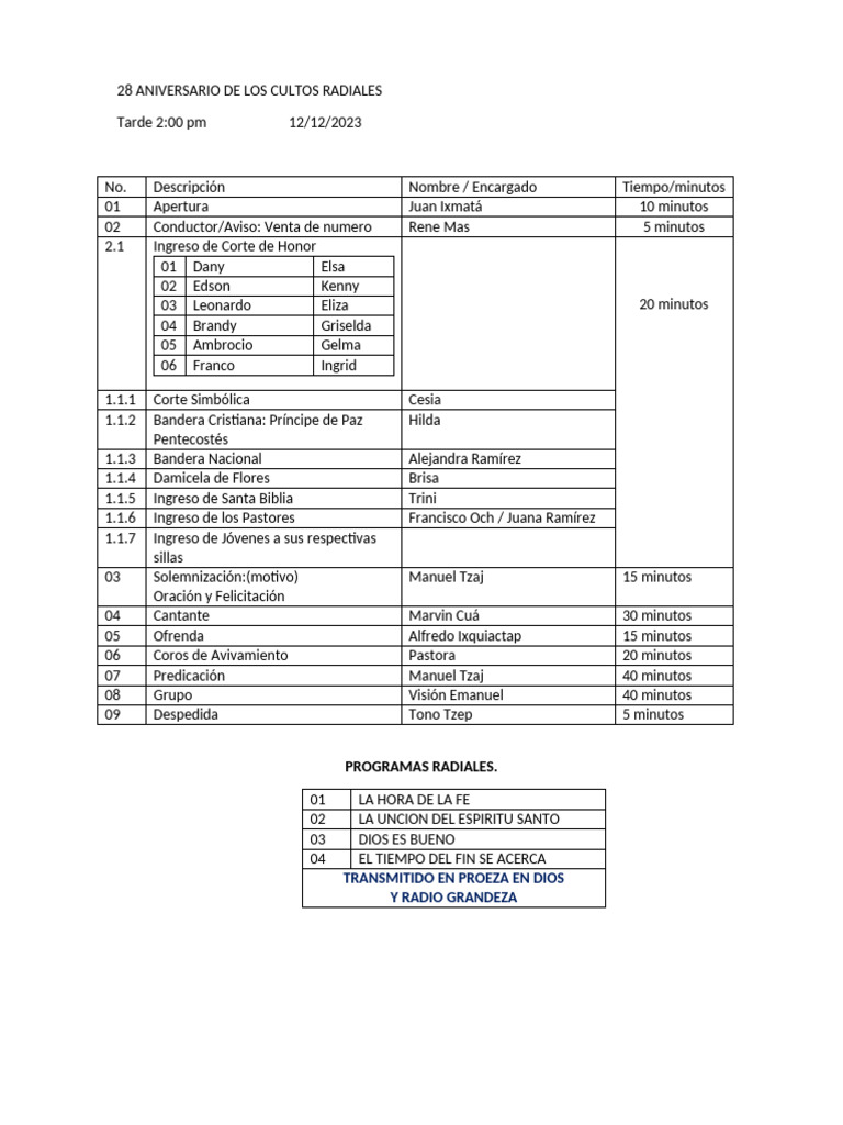 Programas Radiales | PDF