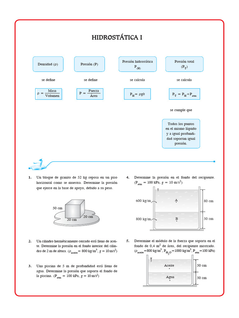 Hidrostica Fisica Hidrostatica Ejercicios | PDF