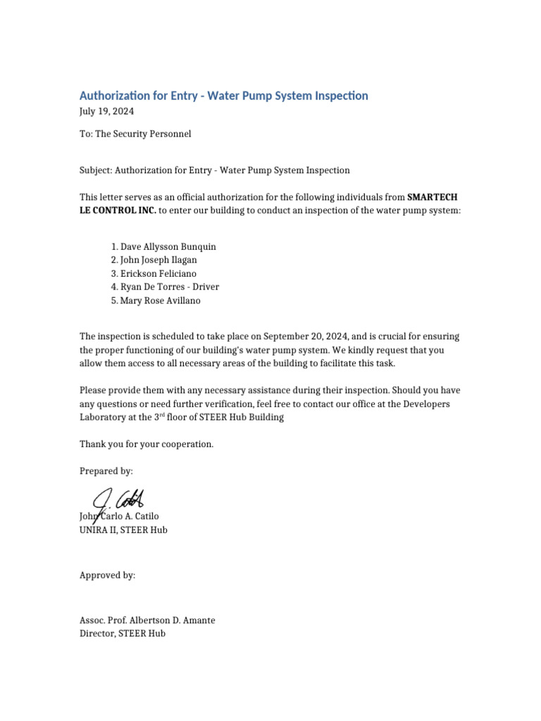 Authorization For Entry | PDF