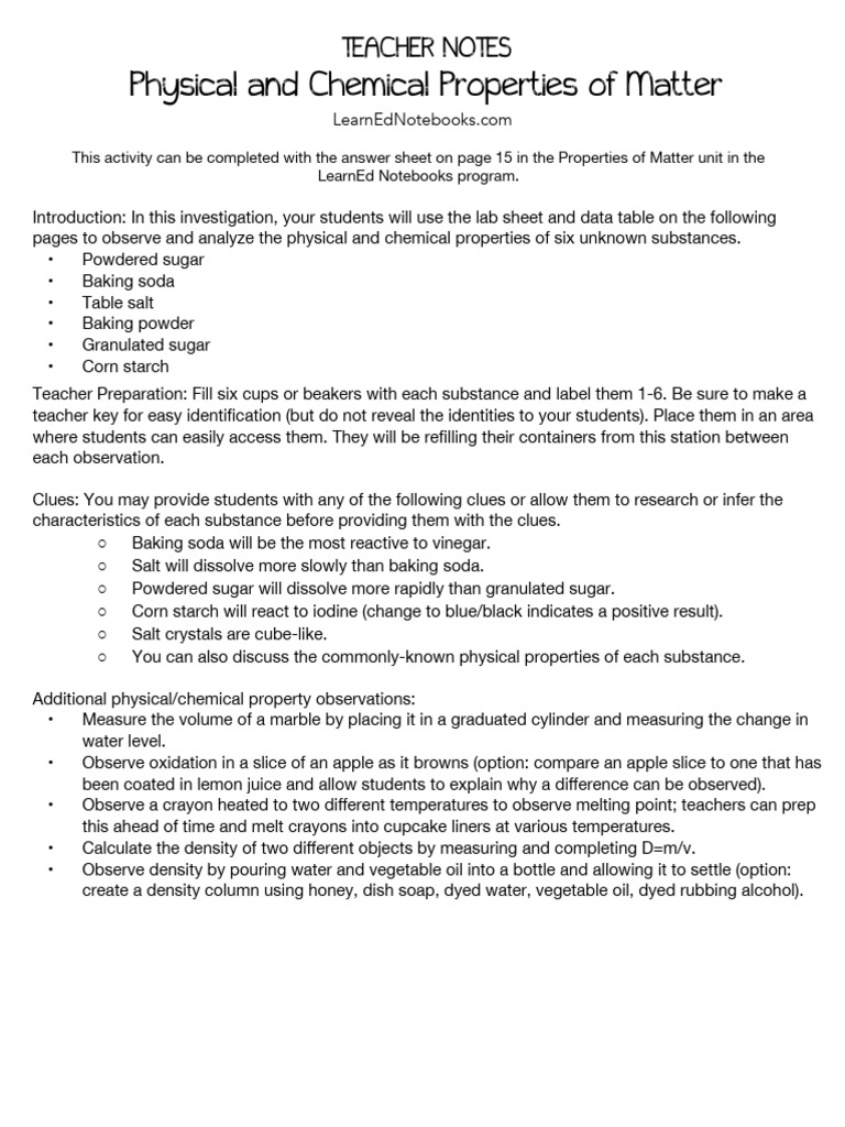 Physical and Chemical Reactions Activity | PDF