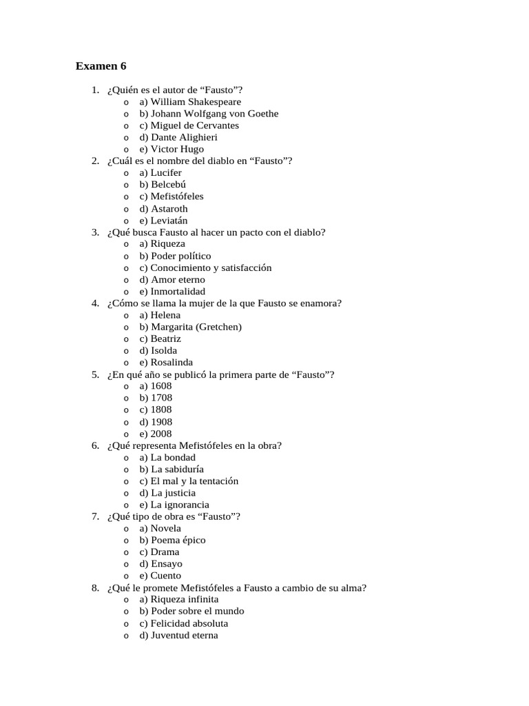 Fausto Examen 6 | PDF